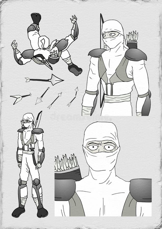 Draw of white ninja stock illustration. Illustration of young - 94997253