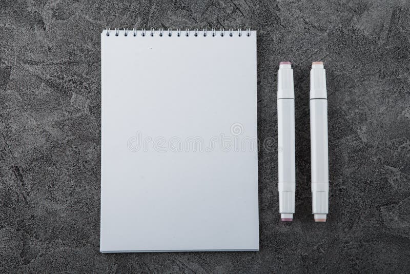 Draw in a White Notebook. Space for Design. Top View Stock Image ...