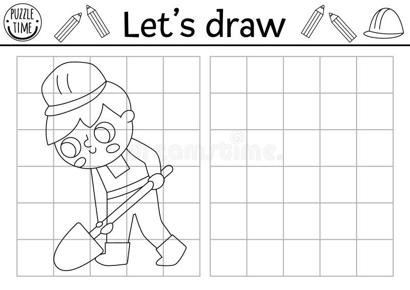 Draw the Worker. Vector Construction Site Drawing Practice Worksheet ...