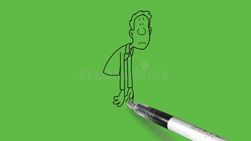 Draw Young Man Sit on Chair with Computer and Shouted with Joy with ...