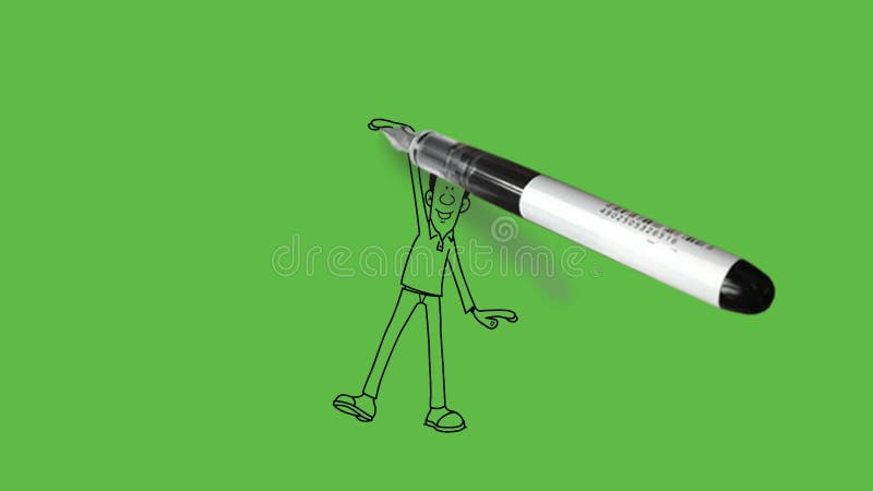 Draw Young Man Push into Table Upside Down Place Computer on it with ...