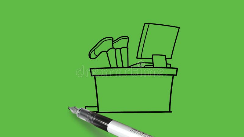 Draw Young Man Push into Table Upside Down Place Computer on it with ...