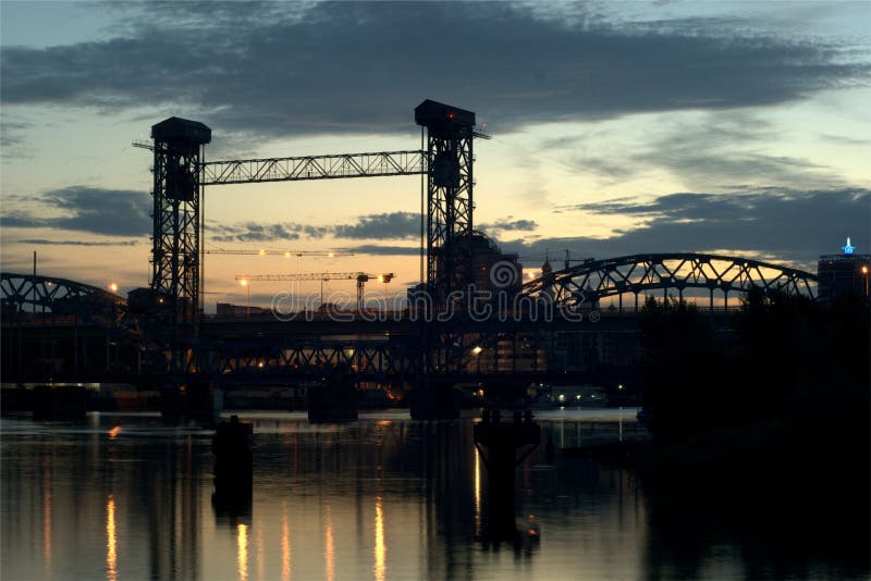 Drawbridge Over the River in the Evening Stock Photo - Image of ...