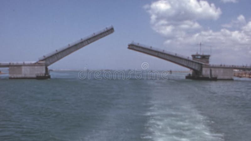 Closing Drawbridge Boat Passage Transportation 1960s Vintage Film Stock ...