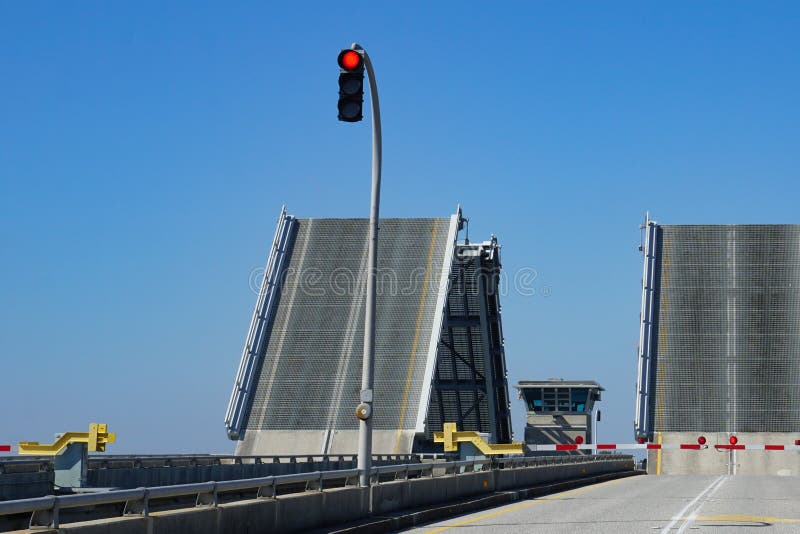 Drawbridge in St. Augustine, Florida is Raised, View from Road Stock ...