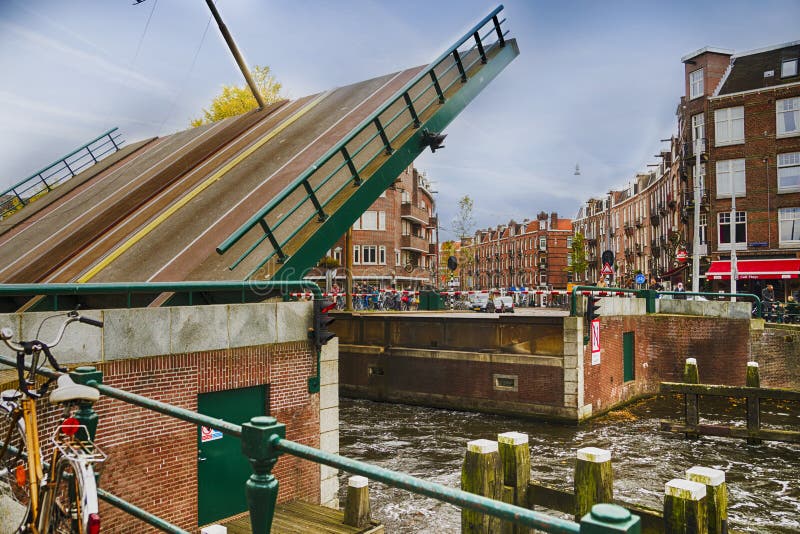 Netherlands Canal, Drawbridge And Bike Stock Photo - Image of devices ...