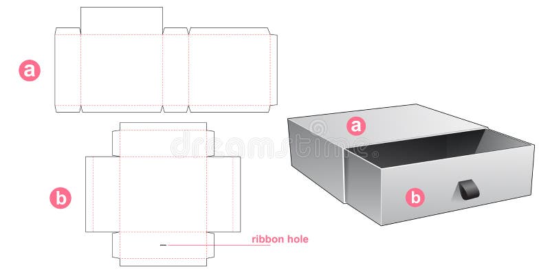 Drawer Box Die Cut Template Stock Vector - Illustration of open ...