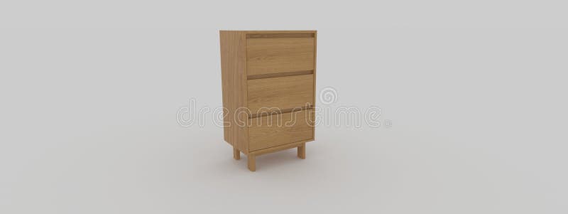 3 Drawer Dresser Rendering Using Teak Wood Texture Stock Illustration ...