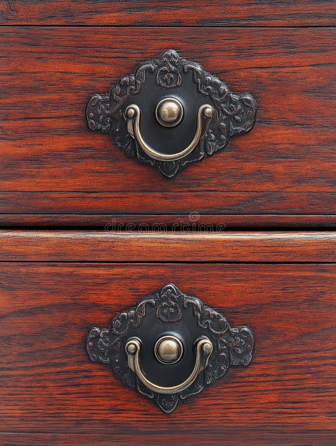 The Drawer Handles are Ornate and Made of Brass Stock Photo - Image of ...