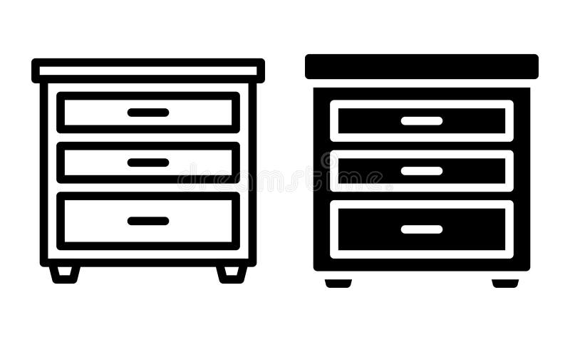 Drawer Icon with Outline and Glyph Style. Stock Vector - Illustration ...