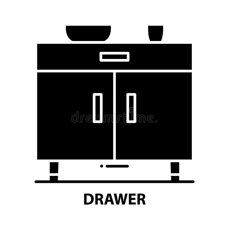 Drawer Icon, Black Vector Sign with Editable Strokes, Concept ...