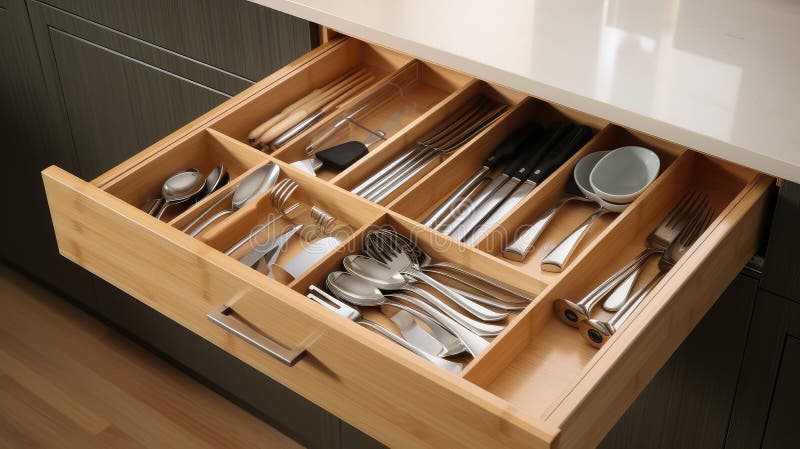 Drawer kitchen organizer stock illustration. Illustration of tidy ...