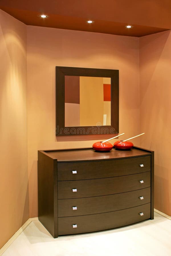 Drawer and mirror stock image. Image of brown, modern - 5357275