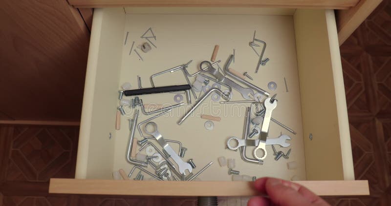 Drawer of screws and scrap stock video. Video of industry - 259206467