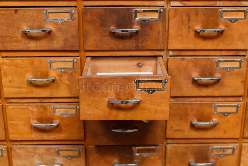 Drawers with blank tags stock image. Image of ancient - 52582675