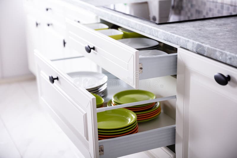 Drawers with Different Kitchenware Stock Image - Image of clean ...