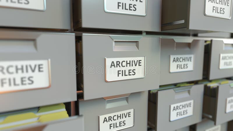ARCHIVE FILES Text on the Drawers of a File Cabinet, 3d Rendering Stock ...
