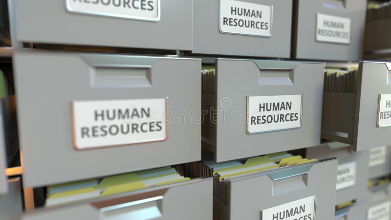 HUMAN RESOURCES Text on the Drawers of a File Cabinet, 3d Rendering ...