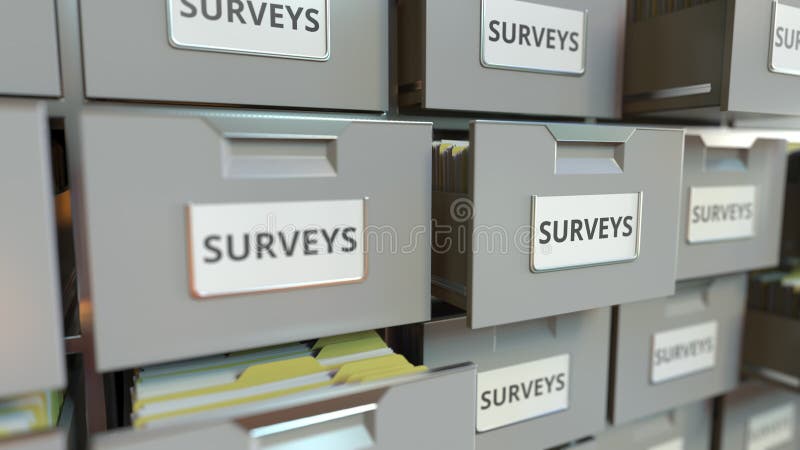 SURVEYS Text on the Drawers of a File Cabinet, 3d Rendering Stock ...