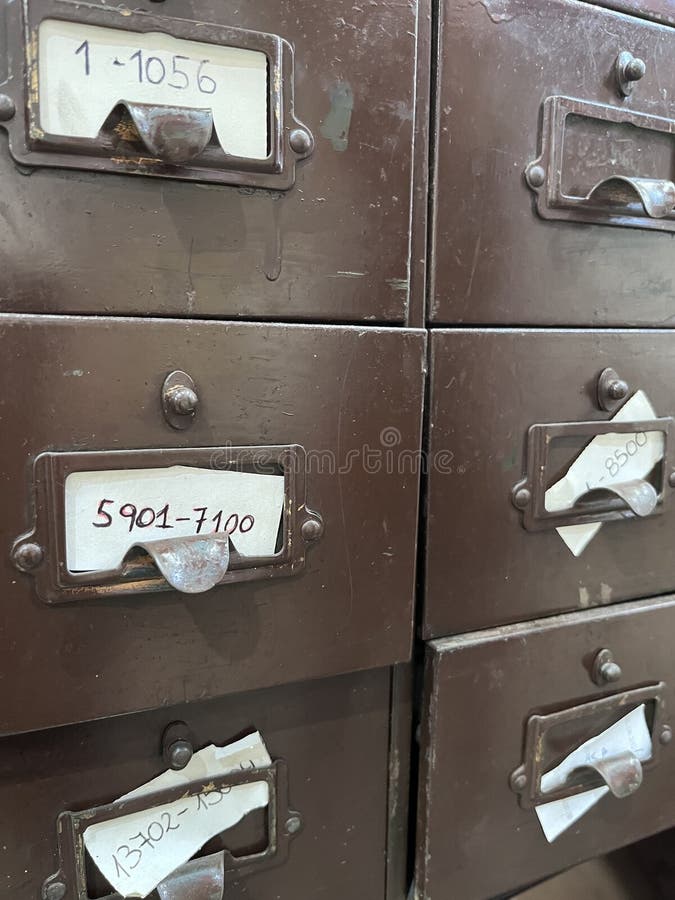 Drawers of an Old Metal File Stock Image - Image of documentation ...