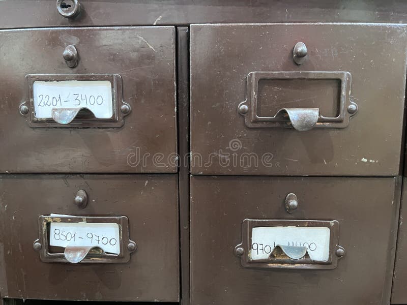Drawers of an Old Metal File Stock Image - Image of drawers, folder ...