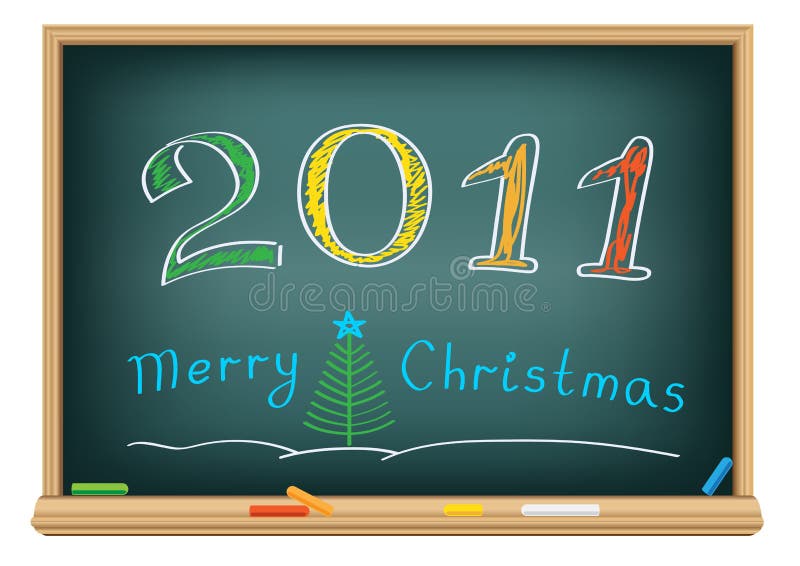 Drawing 2011 by a chalk stock vector. Illustration of board - 17094666