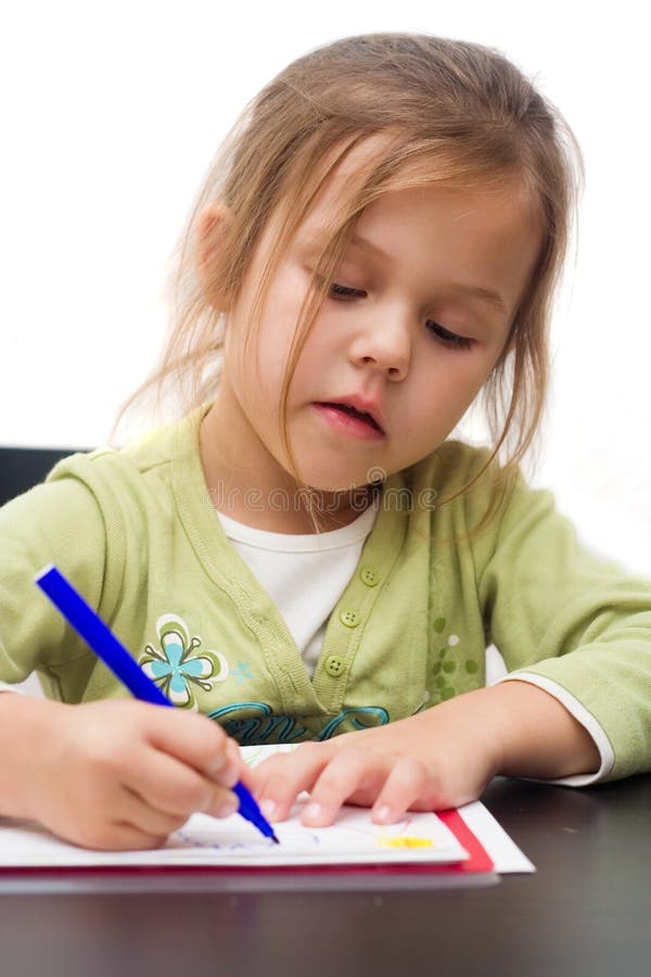 Cute kid drawing stock photo. Image of childhood, smiling - 33471588
