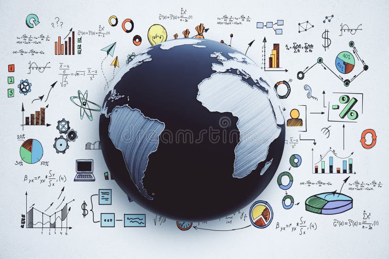 Drawing Abstract Global Business Interface Stock Illustration ...