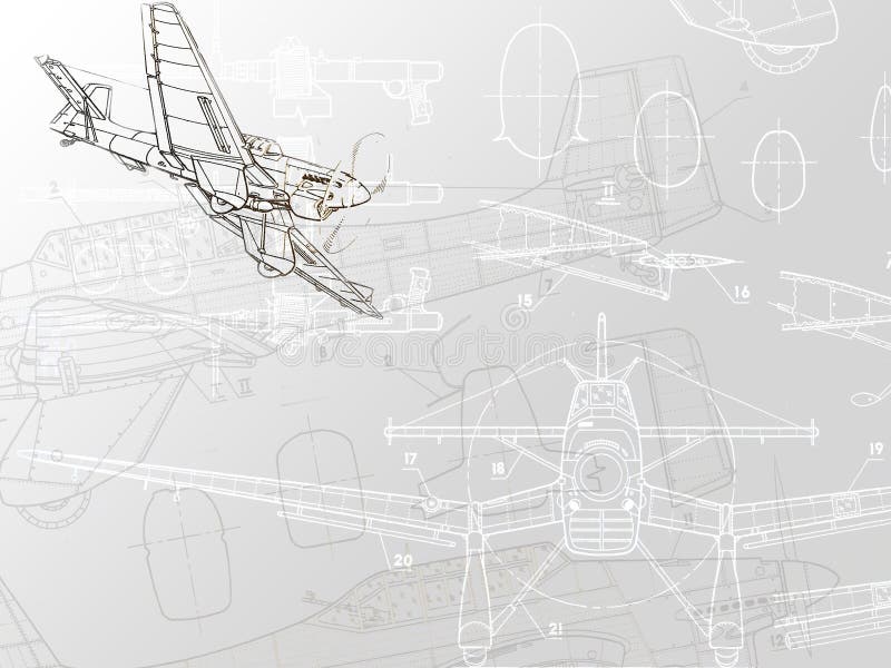 Drawing of aeroplane stock illustration. Image of record - 10437548