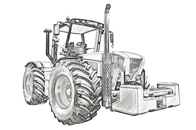 Drawing of the Agricultural Tractor, Front View Stock Illustration ...