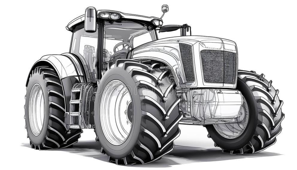 Drawing of the Agricultural Tractor, Front View Stock Illustration ...