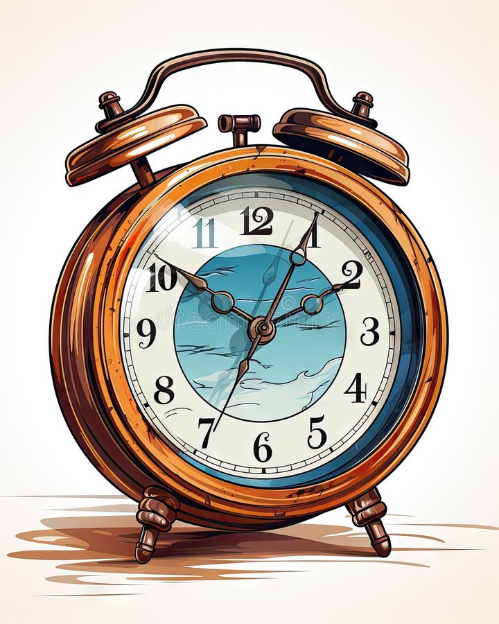 A Drawing of an Alarm Clock with a Picture of the Earth on it ...