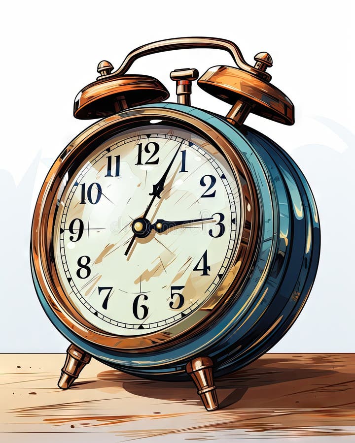 A Drawing of an Alarm Clock Sitting on a Table Top. Generative Ai Stock ...