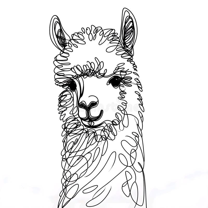 The Drawing of an Alpaca on a White Background is Both Simple and ...