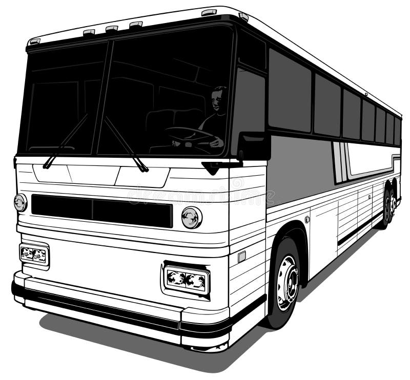 Drawing of an American Bus from the Front View Stock Vector ...