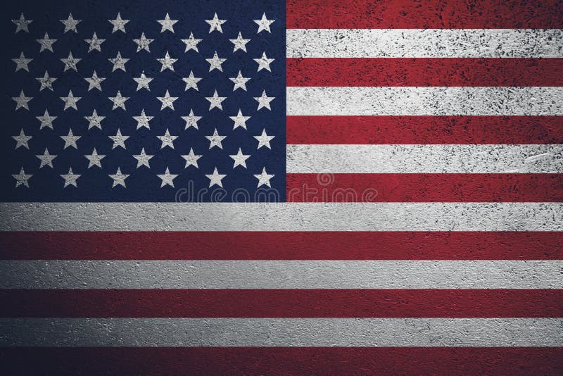 Drawing of the American Flag on a Textured Wall. Brutal Dramatic ...