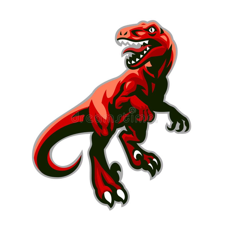 Drawing of Angry Raptor Dinosaurs Mascot Stock Vector - Illustration of ...