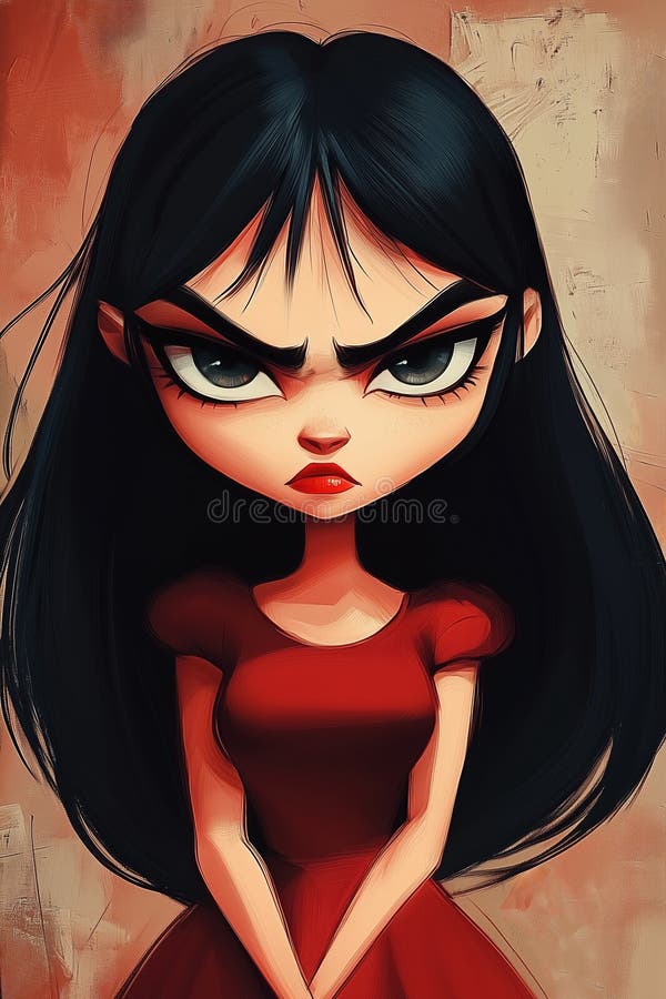 Drawing of a Angy Young Woman Stock Illustration - Illustration of ...