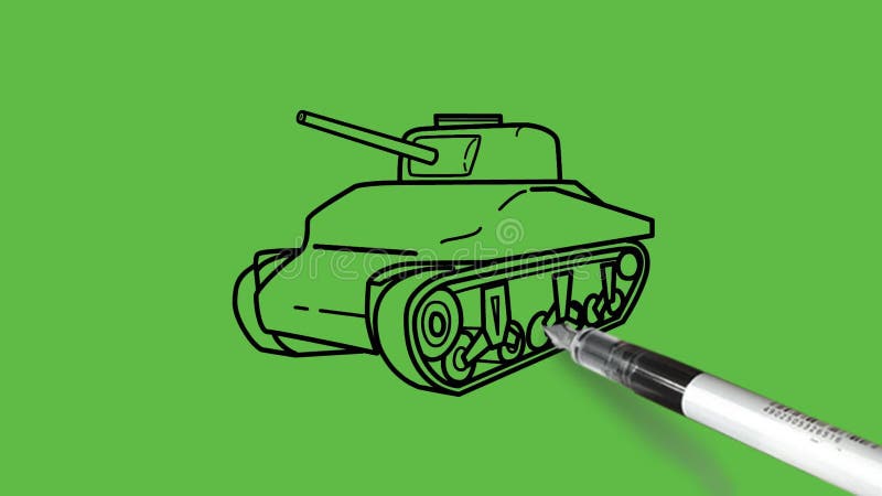 Drawing an Army Vehicle with Color Combination on Abstract Green ...