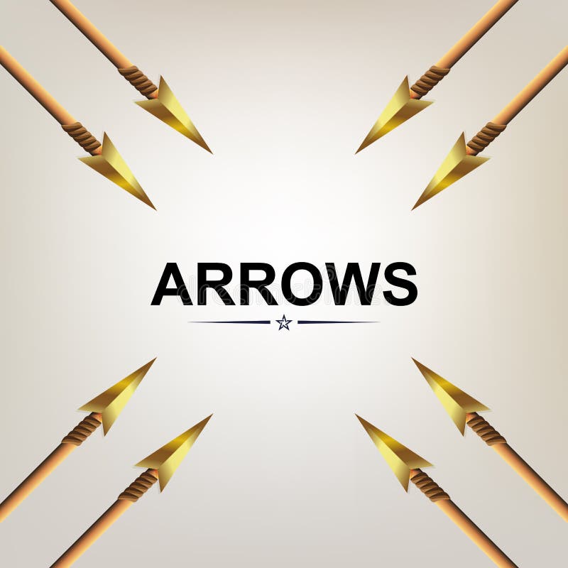 Drawing Arrows Drawn Obliquely, Golden Tip, Design Component Stock ...
