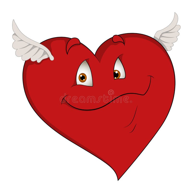 Flying Heart - Cartoon Character- Vector Illustration Stock Vector ...
