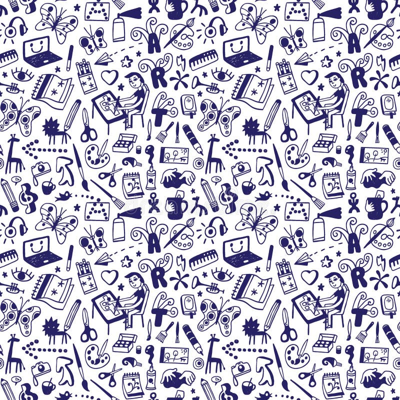 Drawing , Art Tools - Seamless Background Stock Vector - Illustration ...