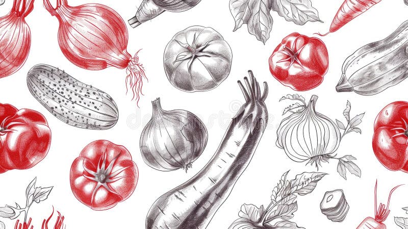 A Drawing of Assorted Vegetables, Perfect for Food-related Projects ...