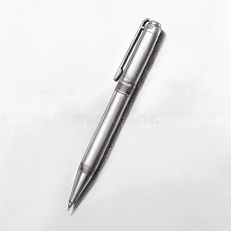 Drawing Automatic Ball of Pen on White Plain Background Stock ...