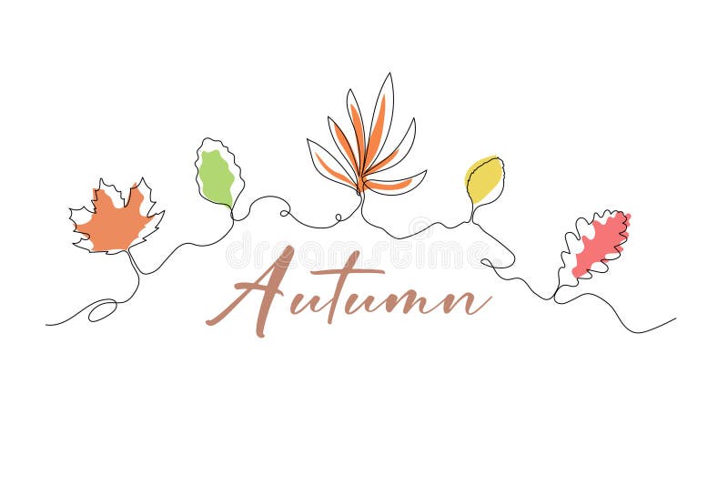 Drawing of an Autumn Leaf in One Line Stock Vector - Illustration of ...