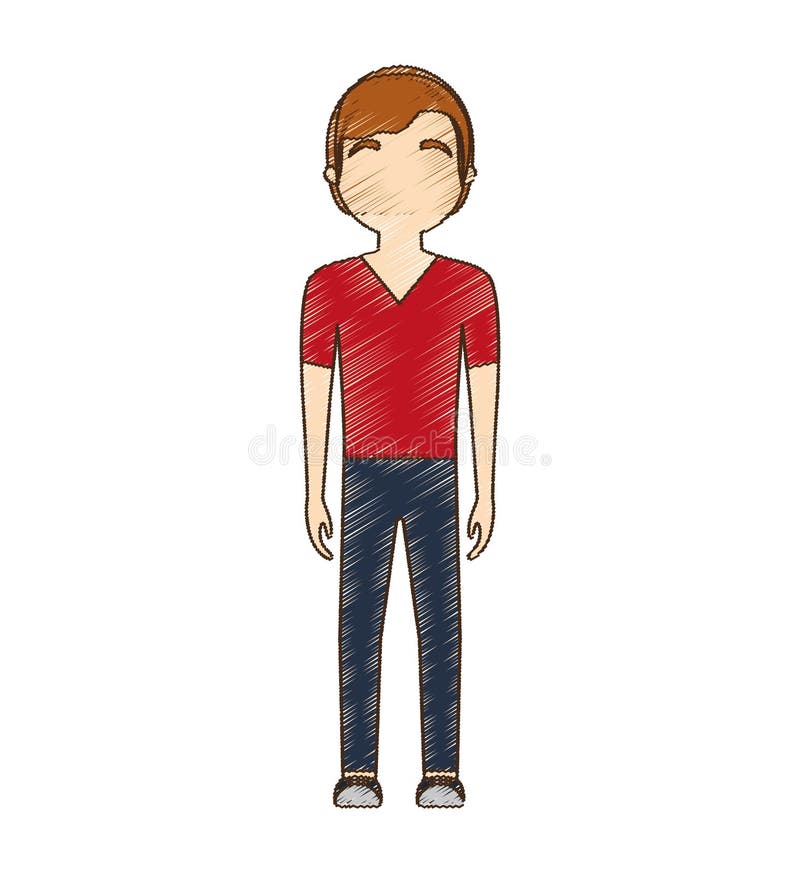Drawing Avatar Man Red Tshirt Standing Stock Illustration ...