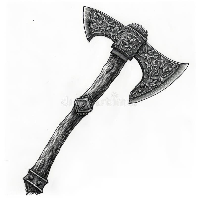 A drawing of a axe stock illustration. Illustration of construction ...