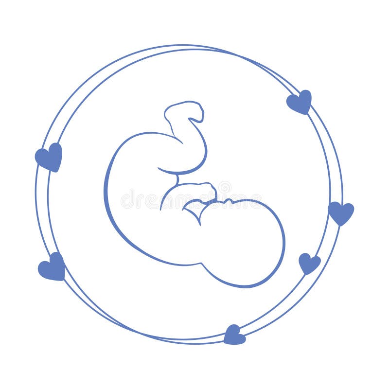 Drawing of a Baby in a Circle with Hearts Around it. Newborn Baby Icon ...