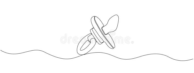 Drawing of Baby Soother with One Continuous Line. Baby Pacifier in ...