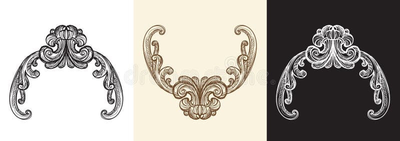 Drawing Baroque Design Element Set Vector Illustration Stock ...